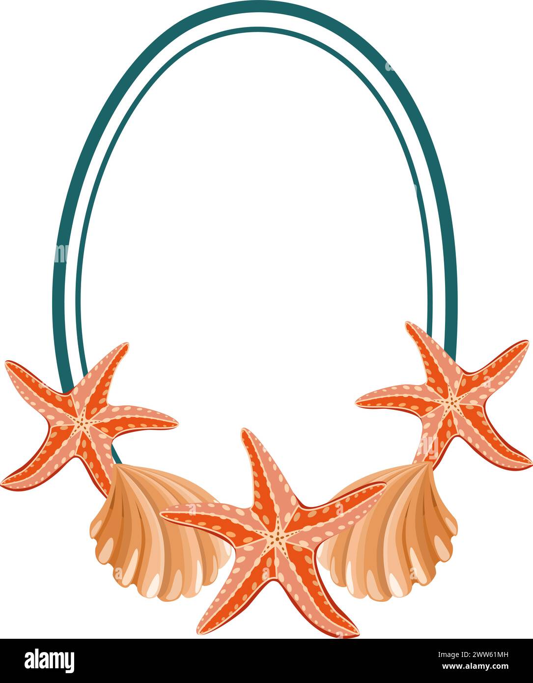 Summer frame with cocktail, flip flops and starfish with seashell ...