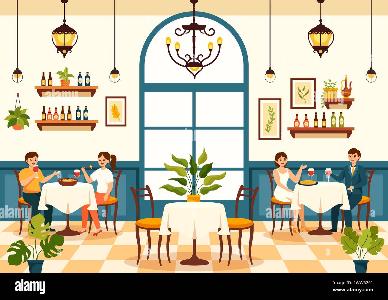 Spanish Restaurant Vector Illustration with Various of Food Menu ...
