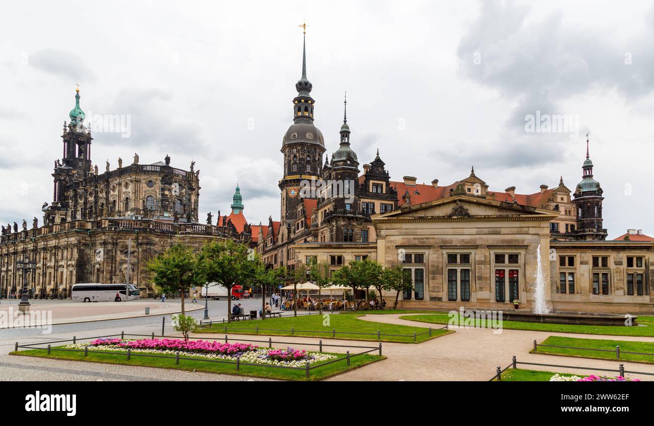 The facade of the historical buildings, Dresden Castle (Royal palace ...