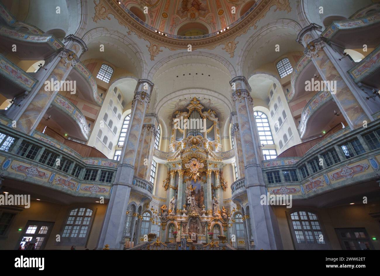 The ornate interior of the historical building, baroque lutheran ...