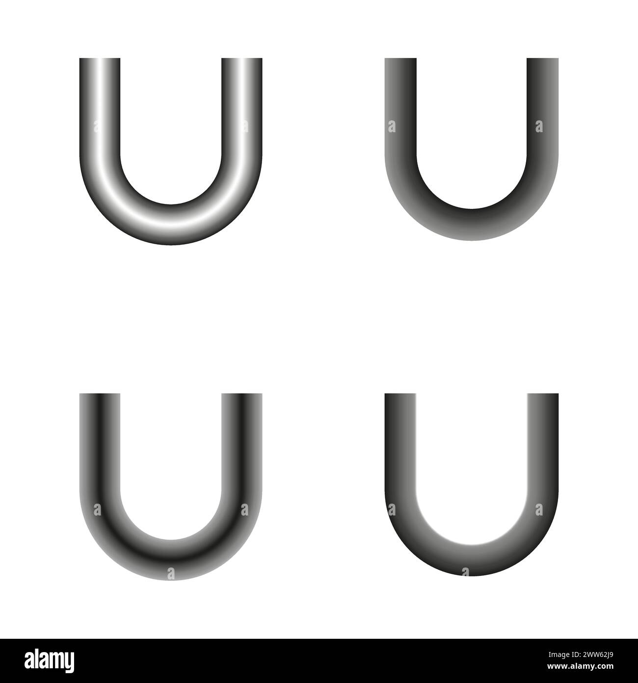 Set of vector letter U with a metallic gradient effect. Vector ...