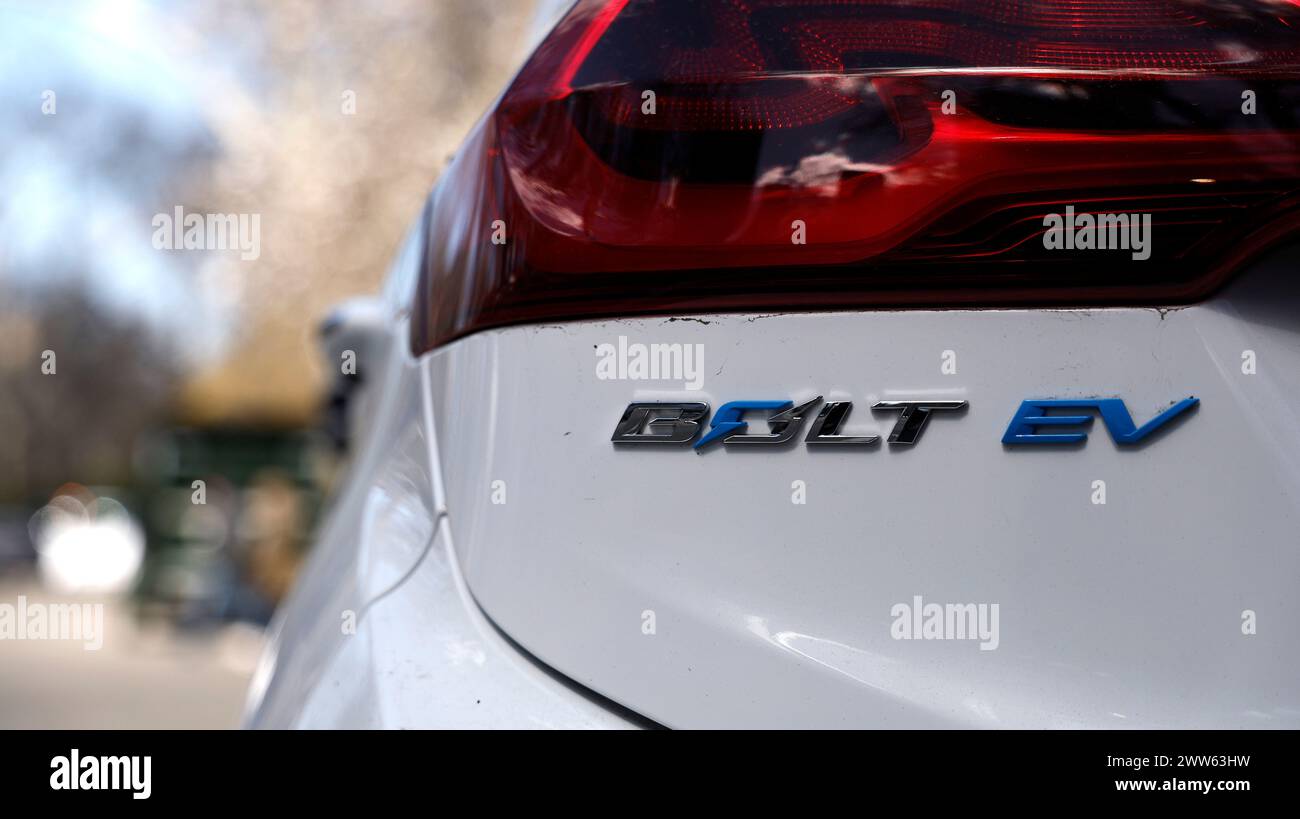 An Chevrolet Volt is on the street on March 21, 2024 in New York City ...
