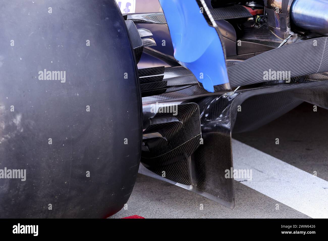Williams Racing FW46, mechanical detail of the rear brake duct during ...