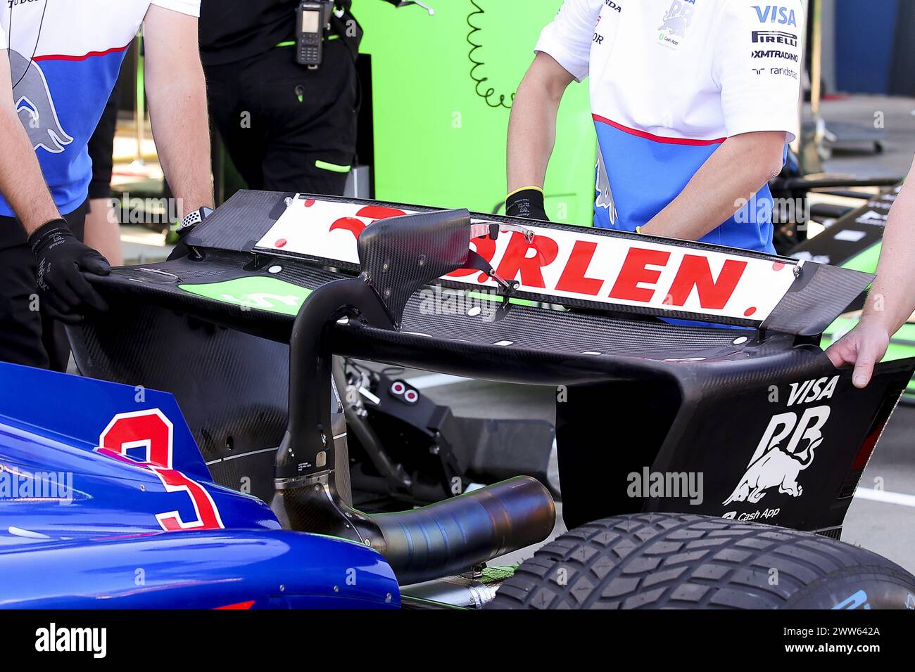 Visa Cash App RB F1 Team VCARB 01, mechanical detail of the rear wing ...