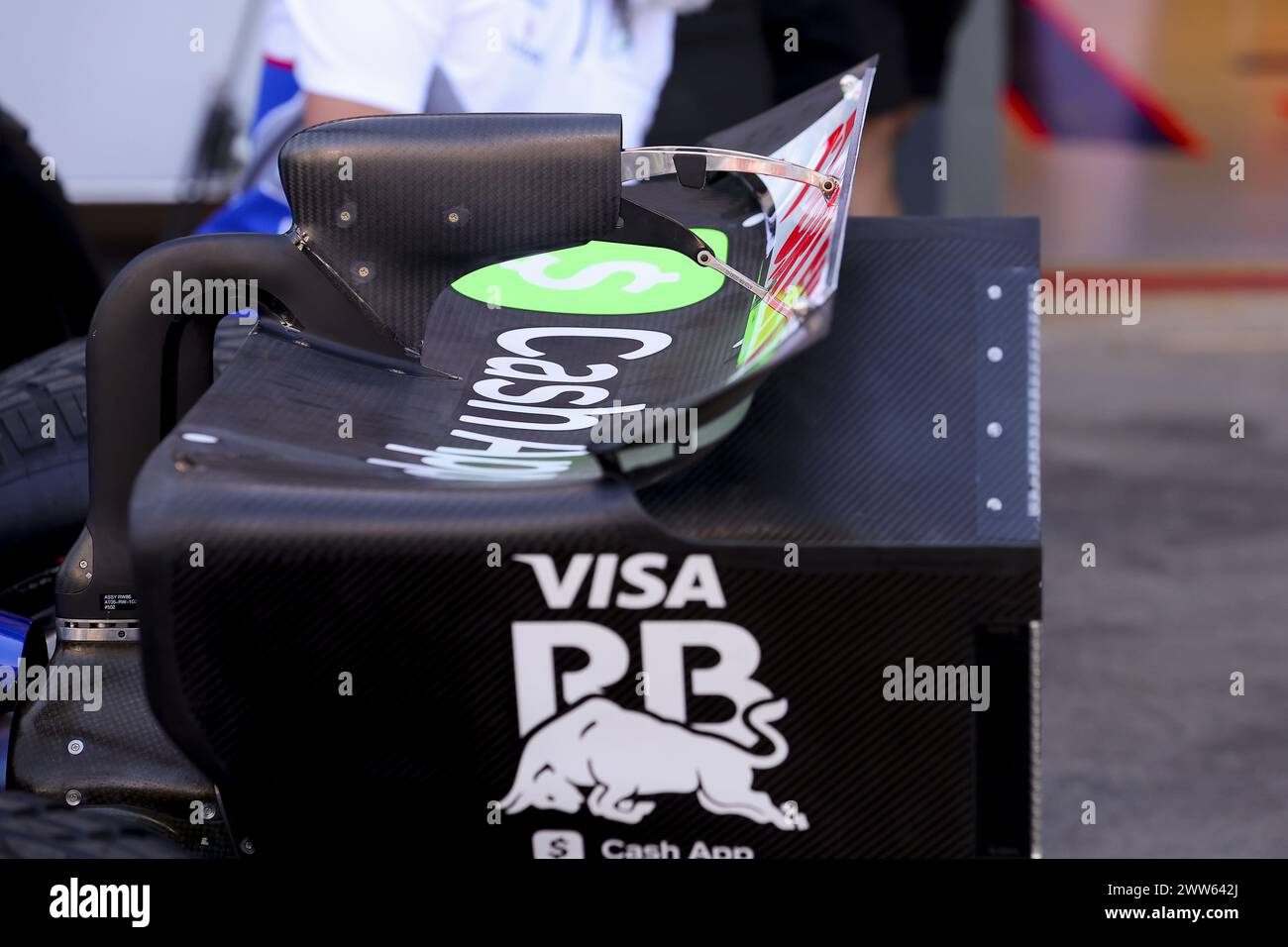 Visa Cash App RB F1 Team VCARB 01, mechanical detail of the rear wing ...
