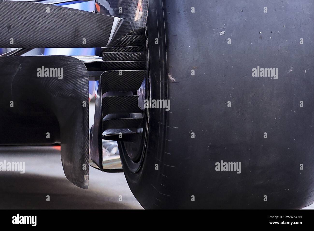 Williams Racing FW46, mechanical detail of the rear brake duct during ...