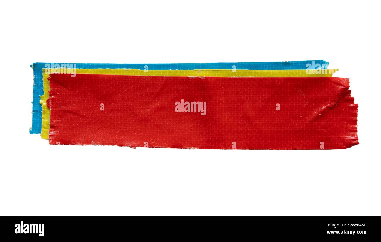 Layered red, yellow and blue cloth tapes for using as a text box on ...