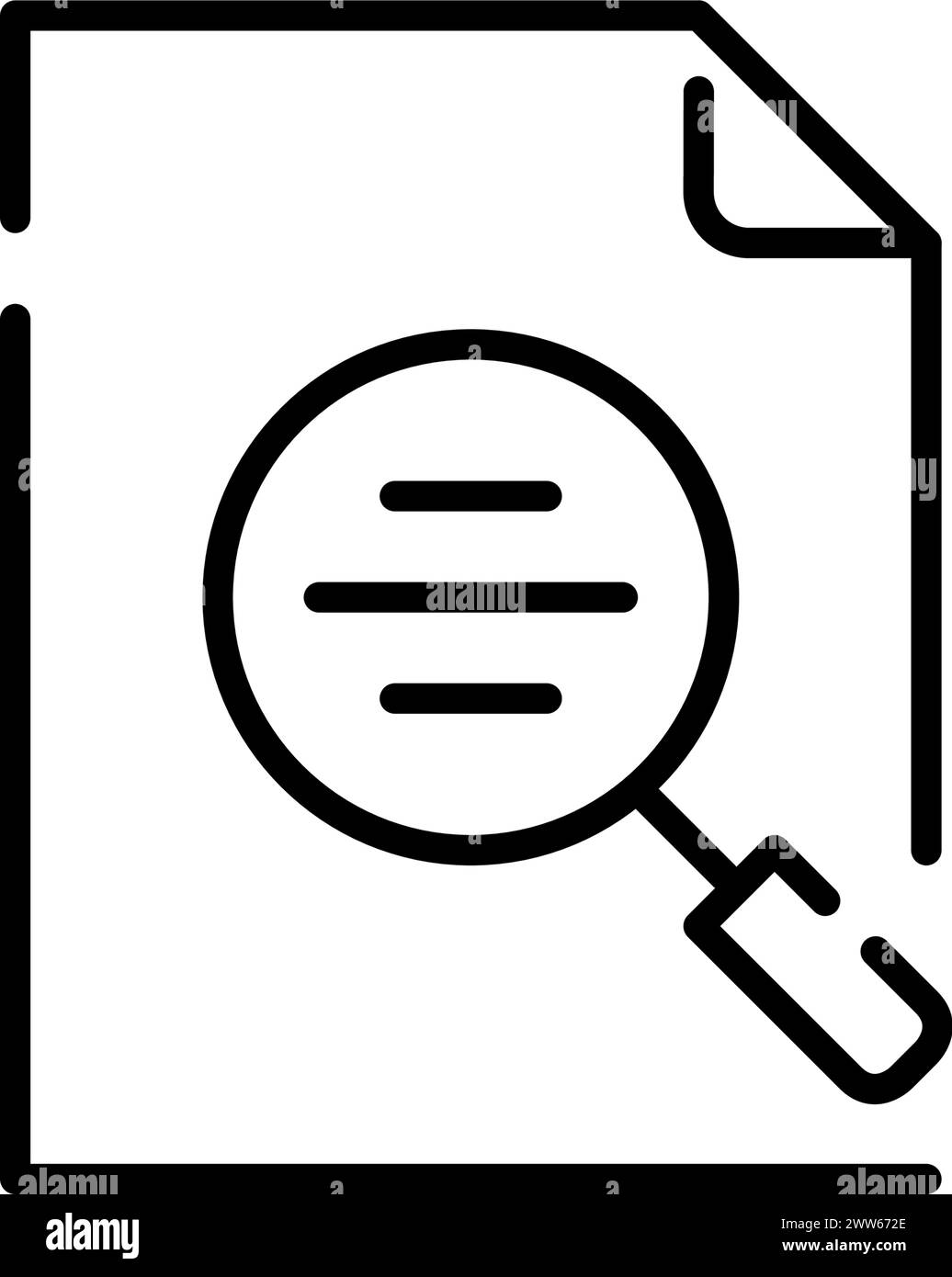 Magnifying glass revealing text lines within a document symbol ...