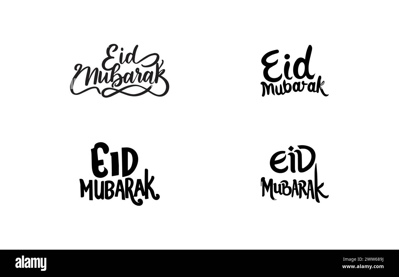 Eid Mubarak handwritten lettering set. Vector calligraphy for your ...