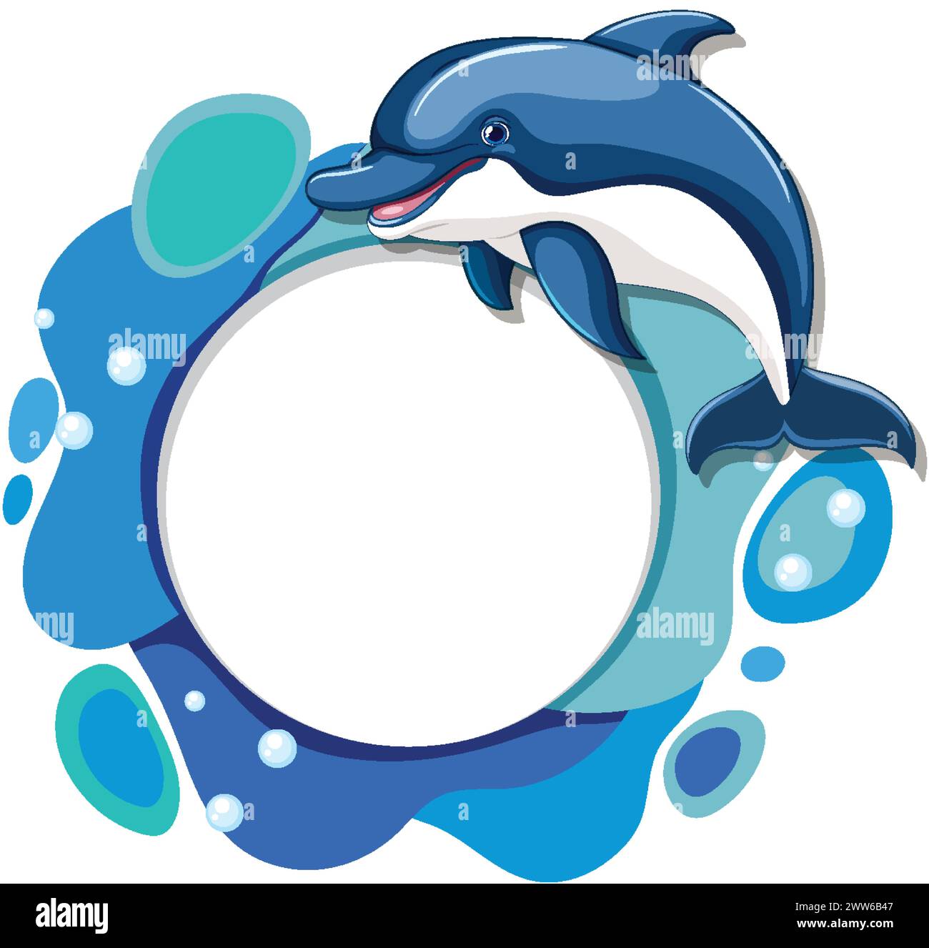 Vector illustration of a dolphin with a circular frame Stock Vector ...