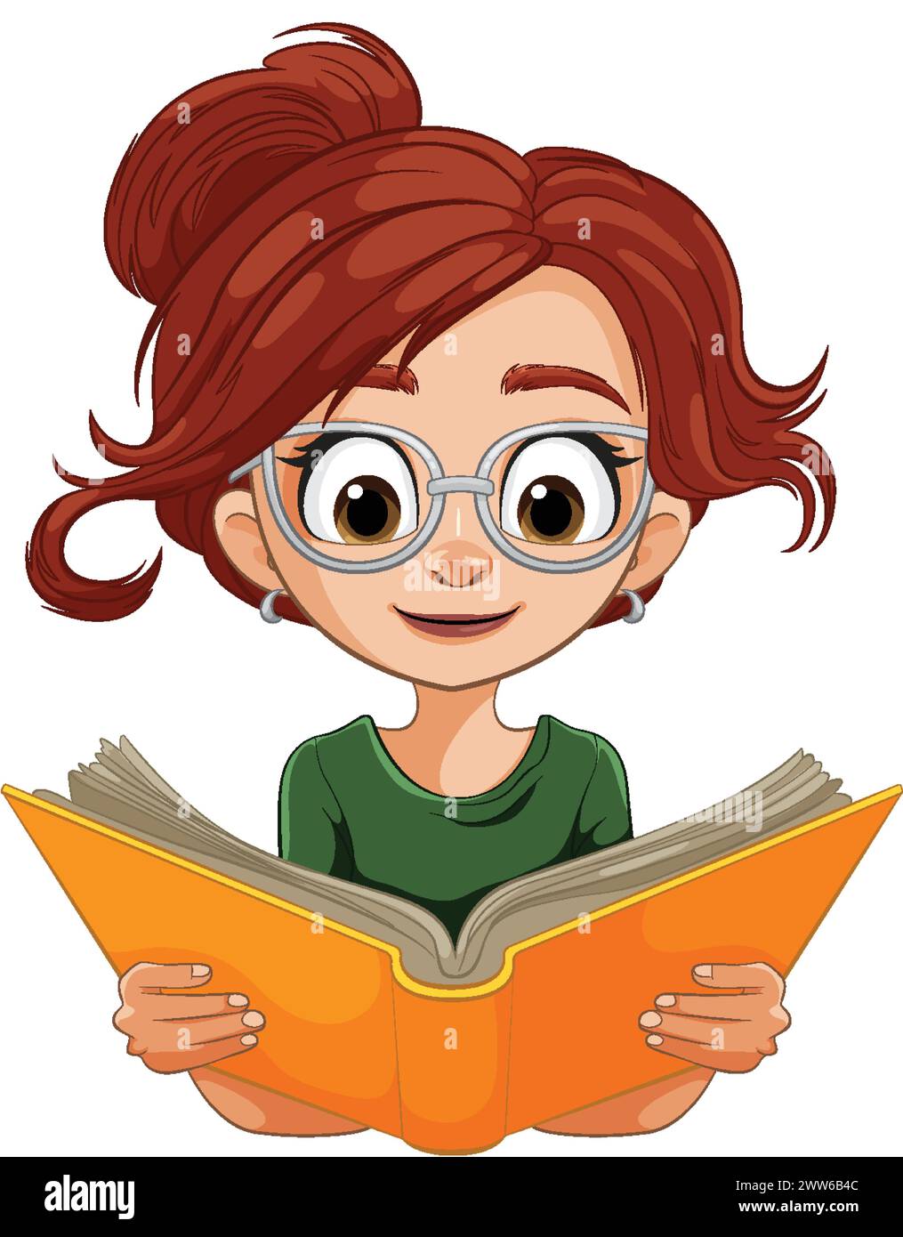 Cartoon of a girl reading a book intently Stock Vector Image & Art - Alamy