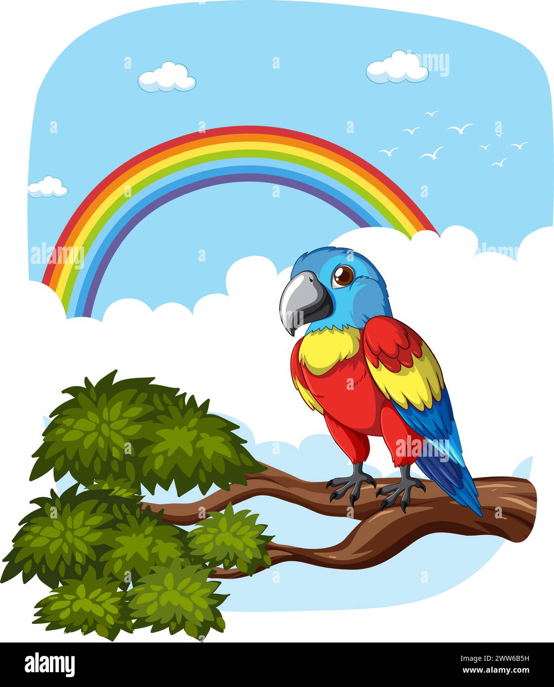 Green yellow parrot perched Stock Vector Images - Alamy