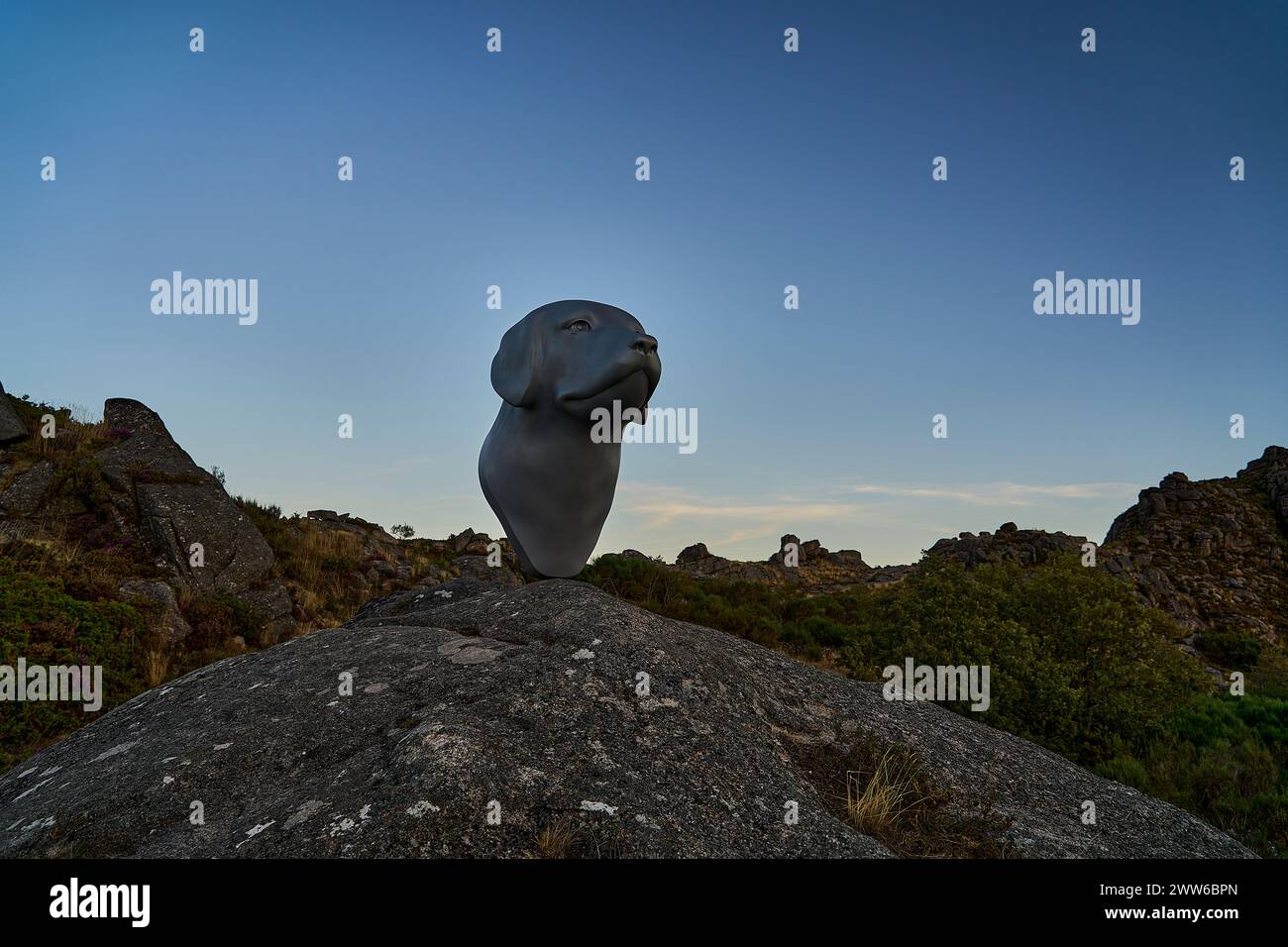 Monument of a dog head of Castro Laboreiro shepherd dog breed at the ...