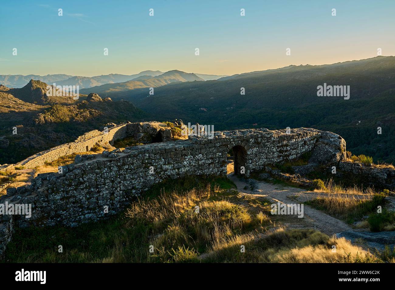 Medieval Castle Ruins of Castro Laboreiro in the mountains of northern ...