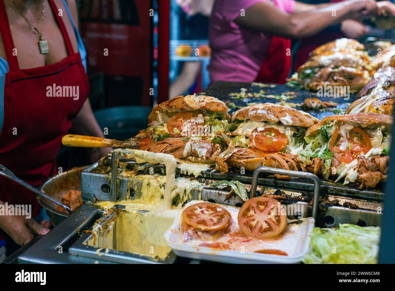 Sandwich stand in Guadalajara, Mexico. Fast food stand Stock Photo - Alamy