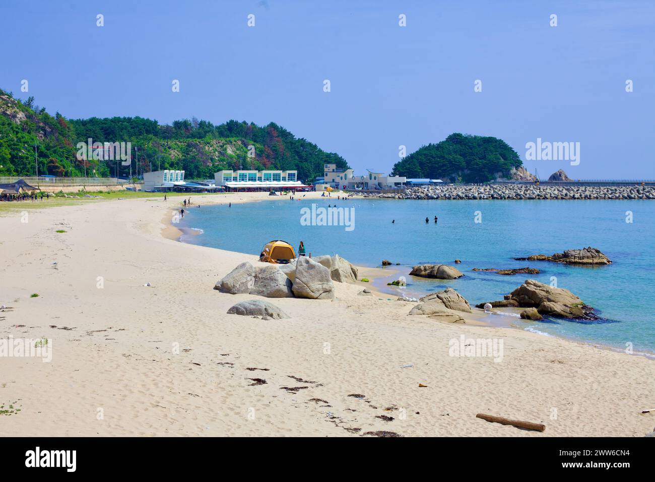 Goseong County, South Korea - July 30, 2019: The sandy northern tip of ...
