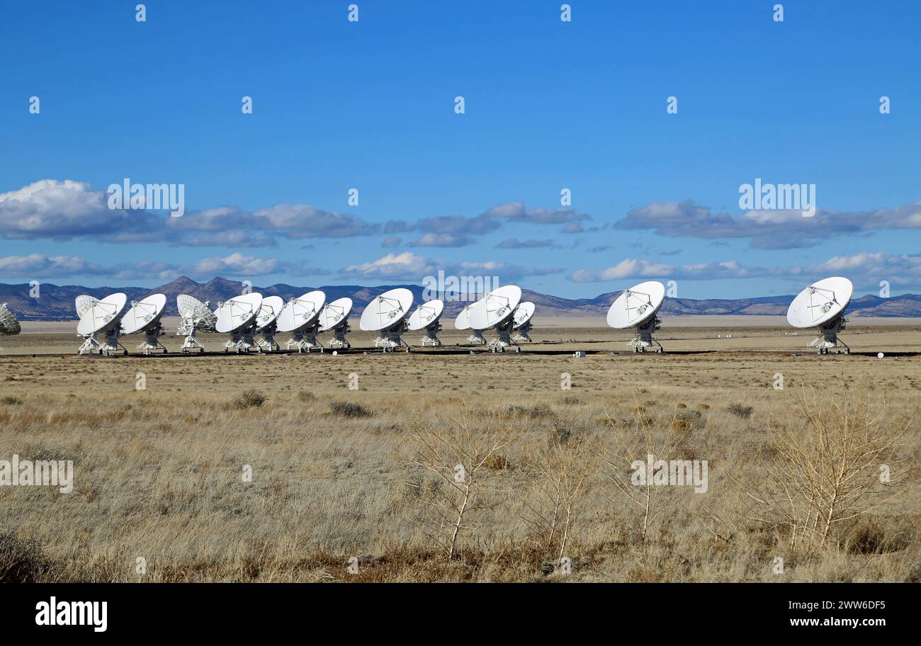 Wide valley with antennas - Very Large Array, New Mexico Stock Photo ...
