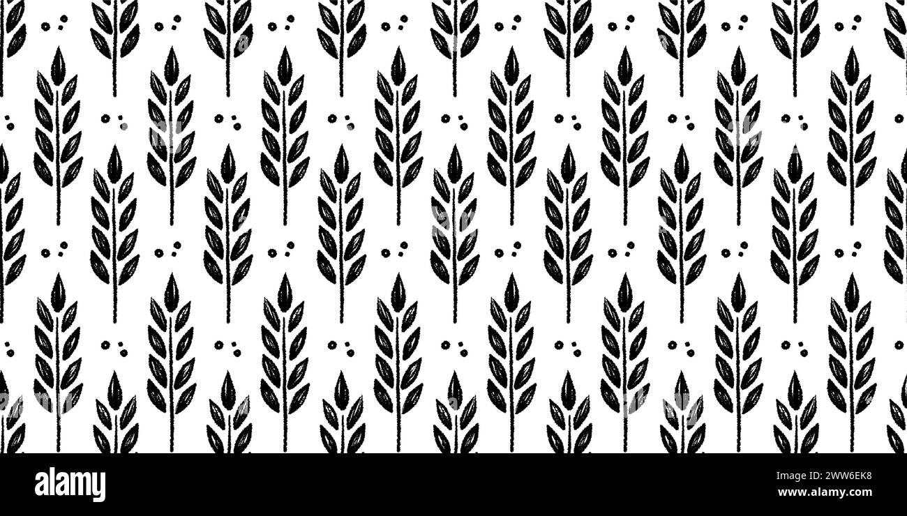 Wheat brush texture seamless pattern background. Hand drawn crayon ...