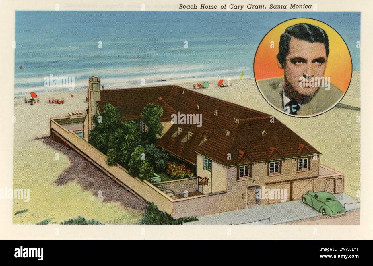 BEACH HOME OF CARY GRANT, SANTA MONICA postcard from Homes of the Movie ...