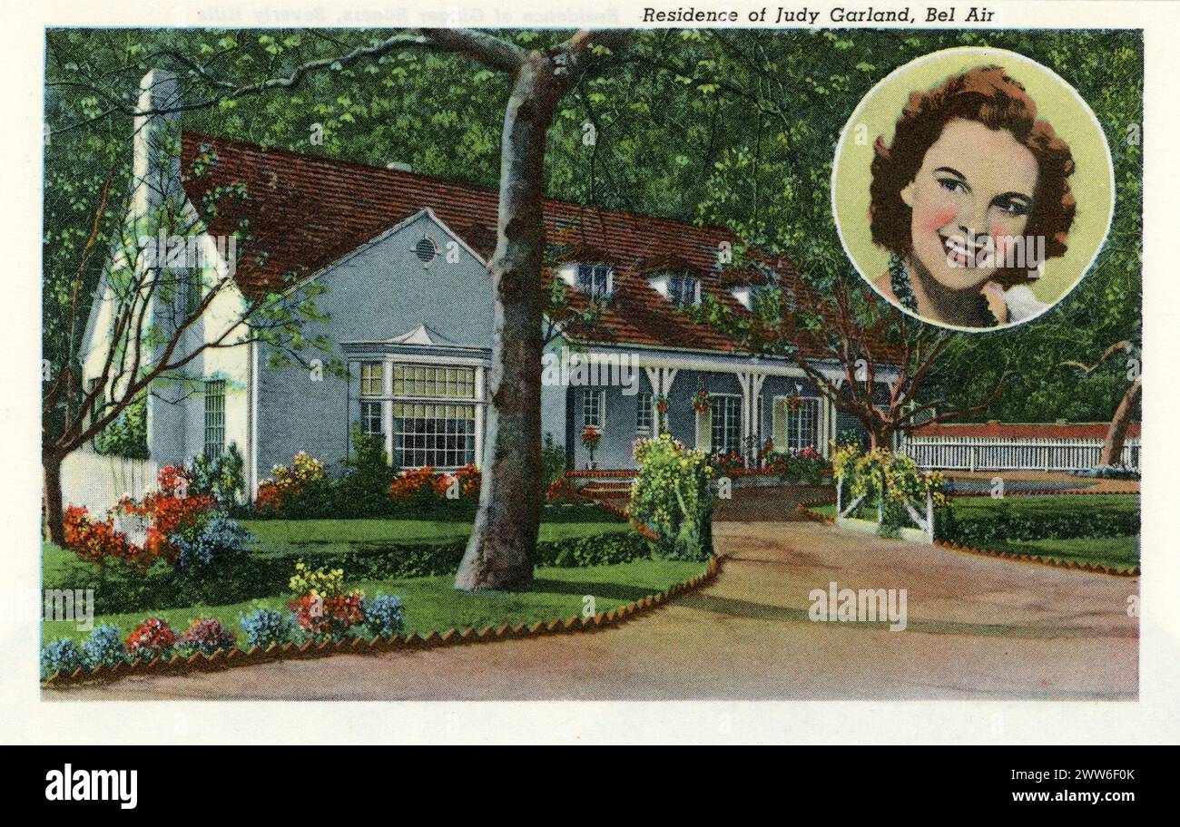 RESIDENCE OF JUDY GARLAND, BEL AIR postcard from Homes of the Movie ...