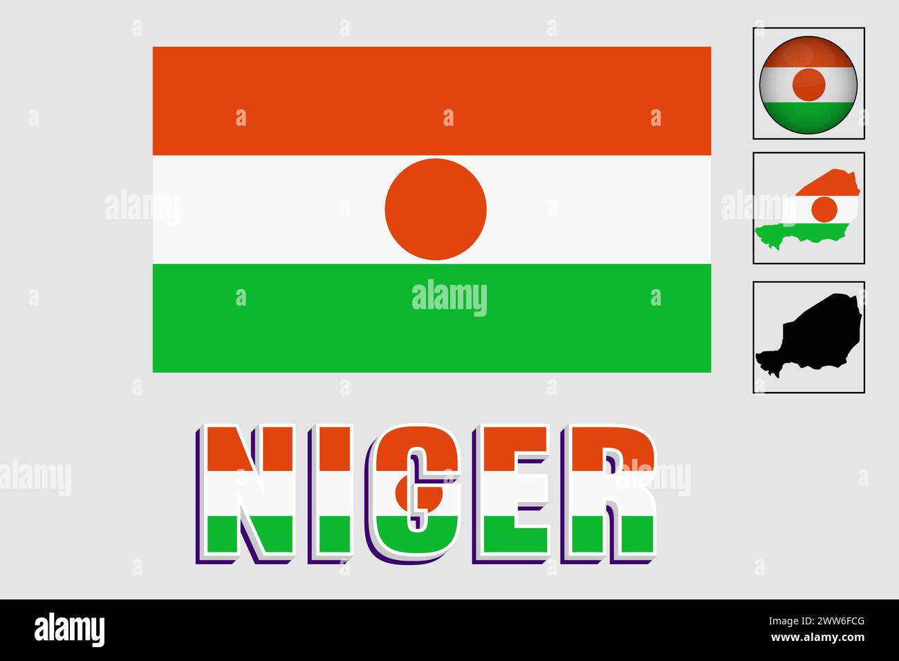 Niger flag and map in a vector graphic Stock Vector Image & Art - Alamy