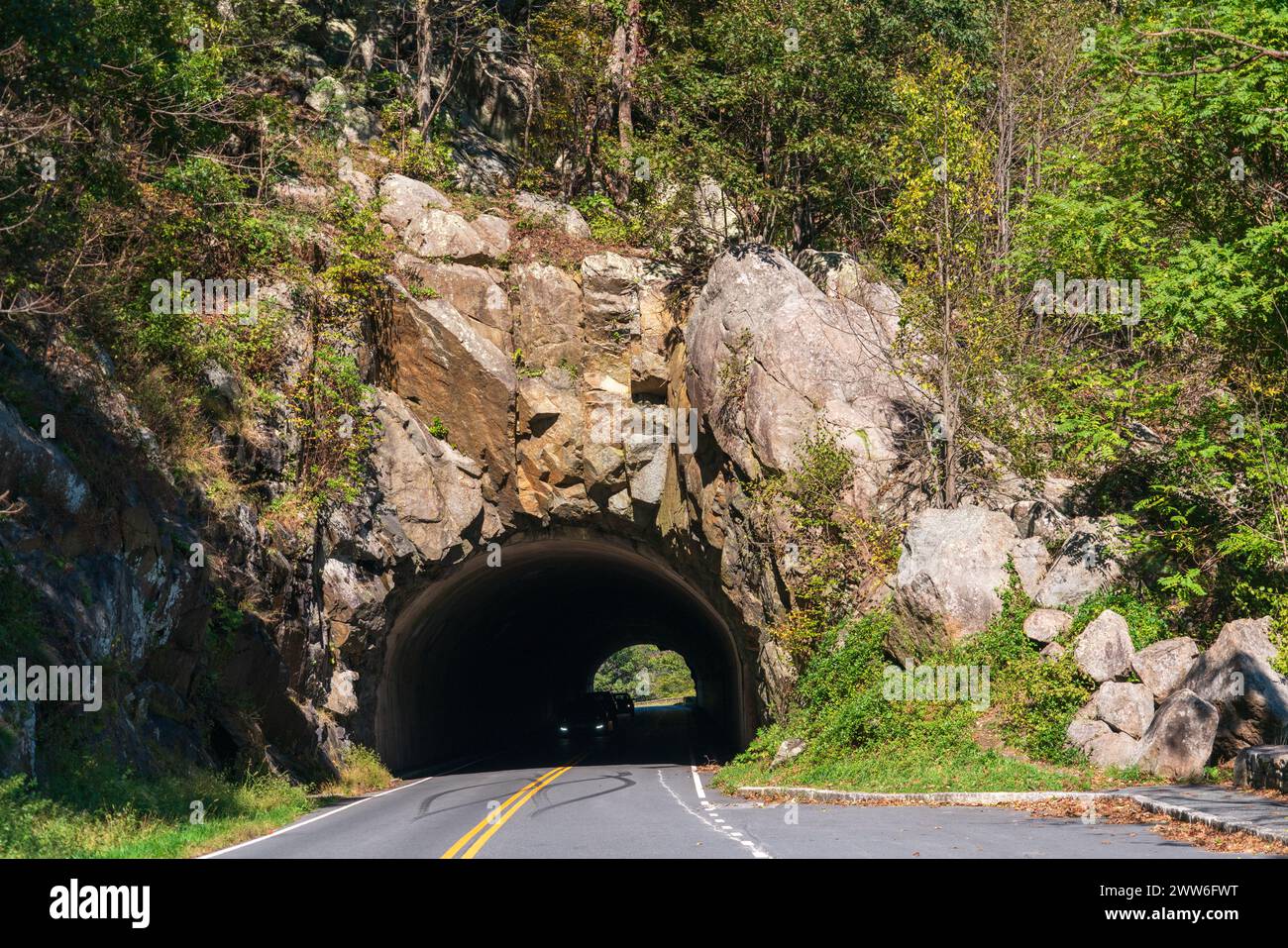 Mary's Rock Tunnel along Skyline Drive, Shenandoah National Park along ...