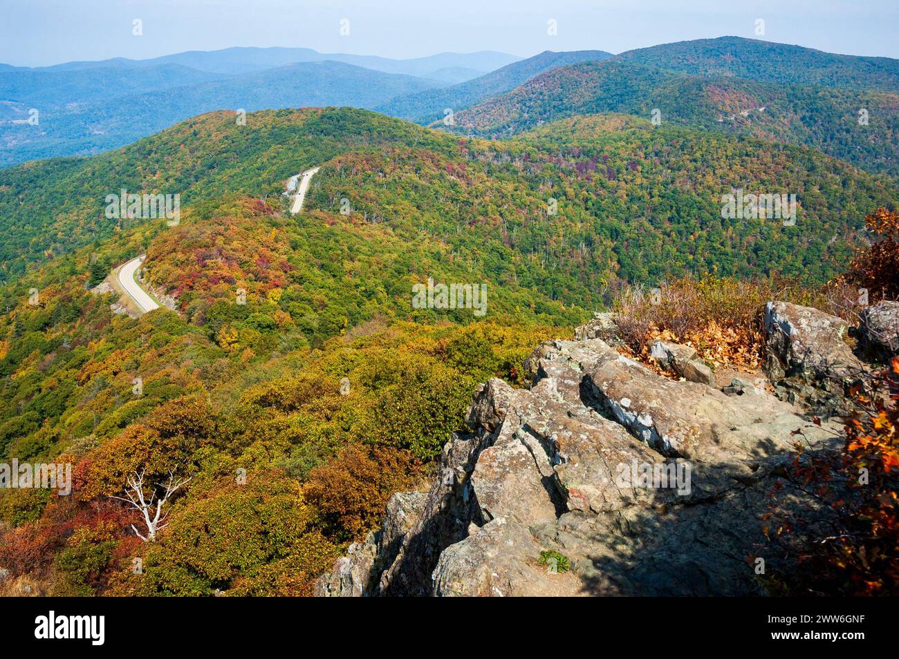 Stony Man Overlook at Shenandoah National Park along the Blue Ridge Mountains in Virginia, USA ...