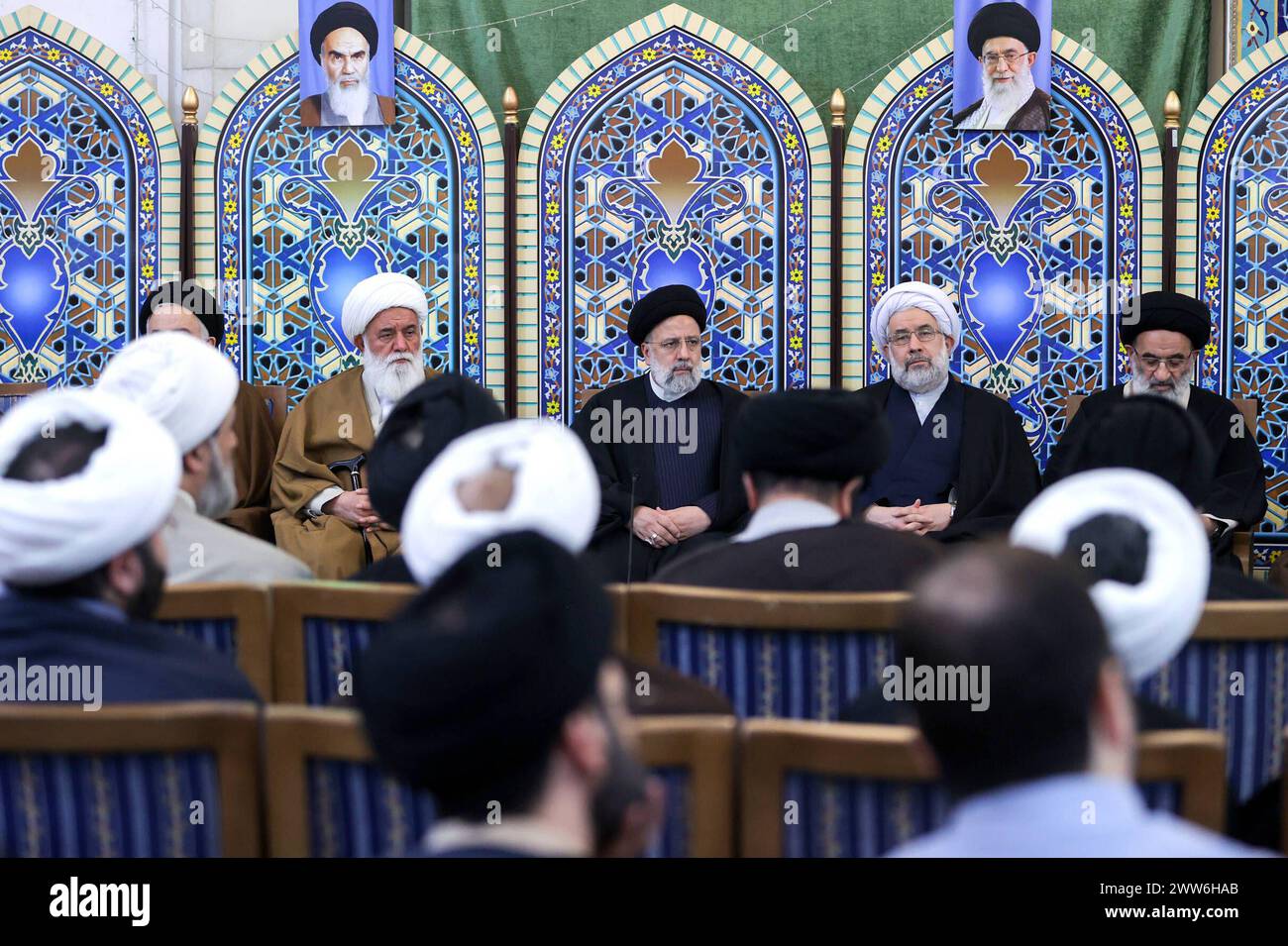 Iranian President Ebrahim Raisi had a discussion with a group of ...