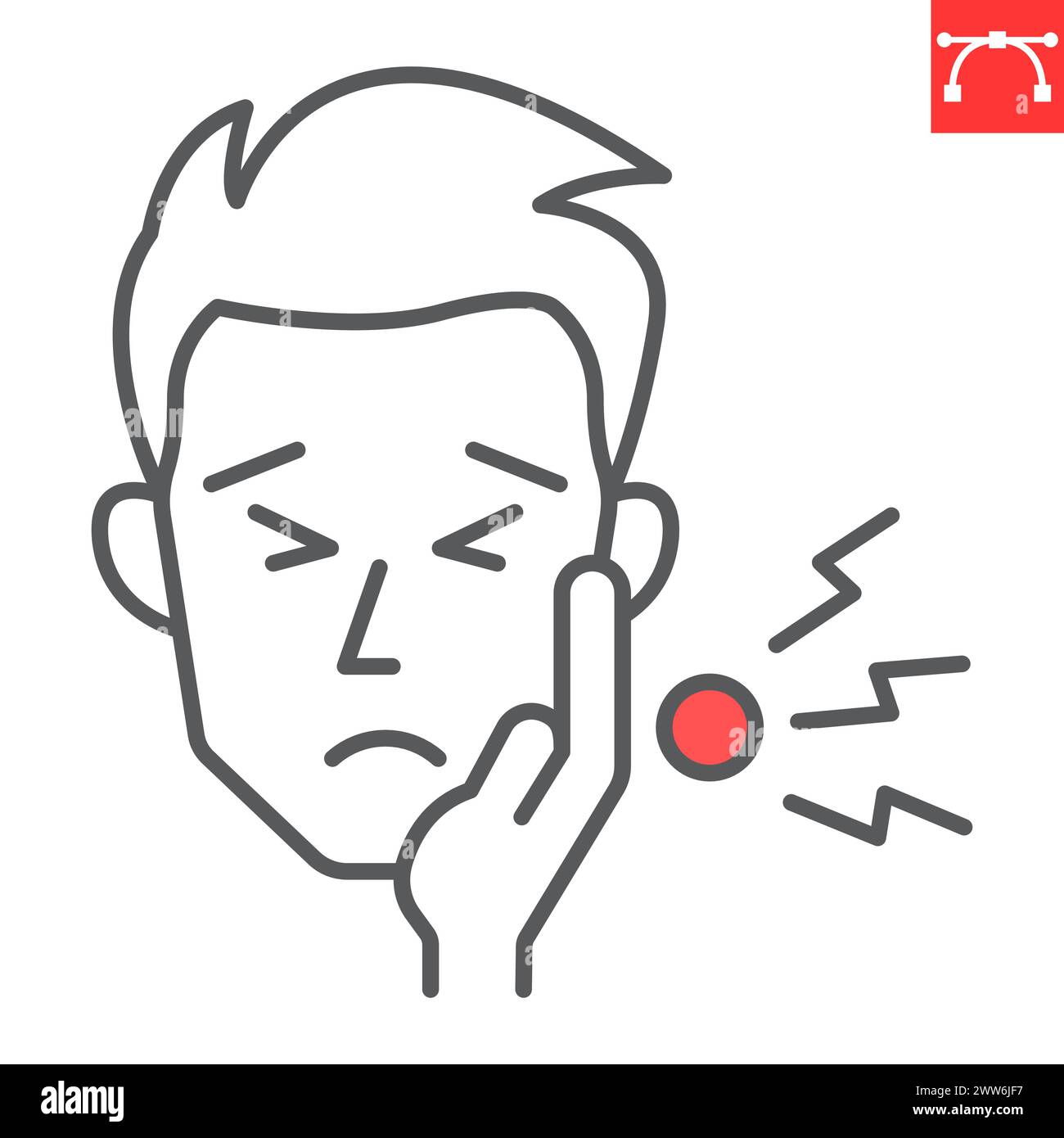 Toothache line icon, body pain and human disease, tooth pain vector ...