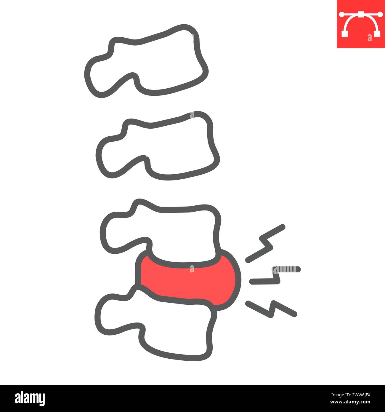Spine pain line icon, body and human disease, back pain vector icon ...