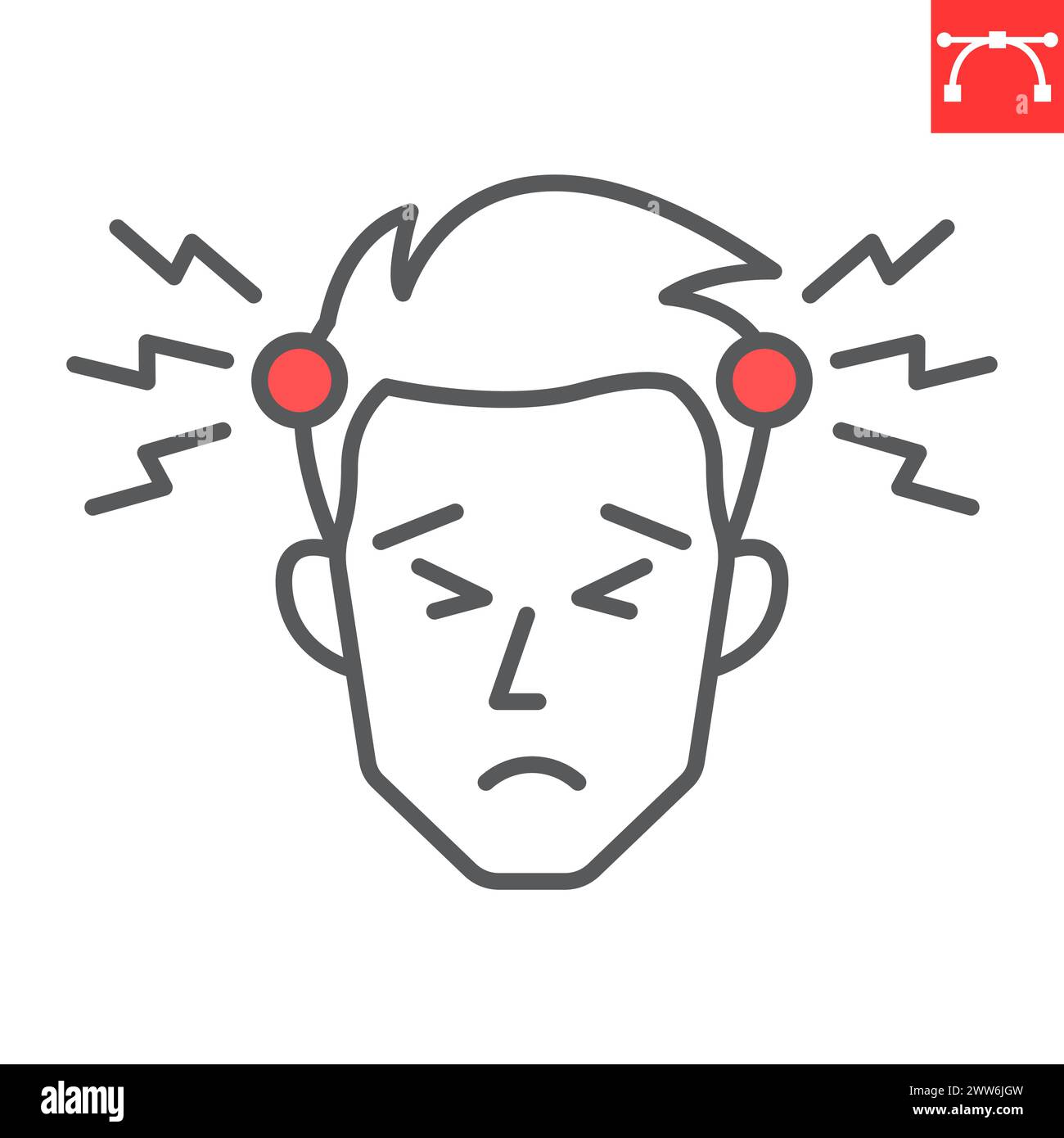 Headache line icon, body pain and human disease, migraine vector icon ...