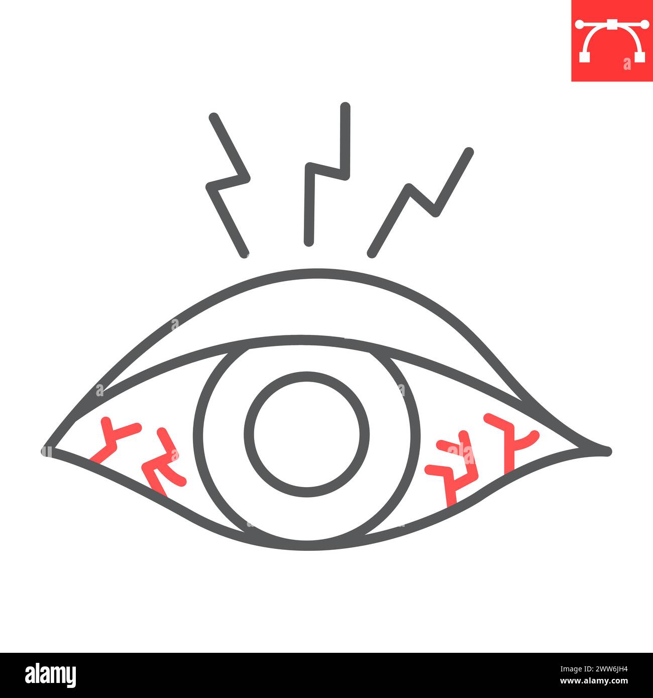 Eye sore glyph icon, body pain and human disease, eye ache vector icon ...