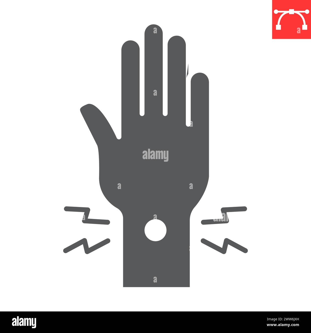 Wrist pain glyph icon, body pain and human disease, wrist ache vector ...