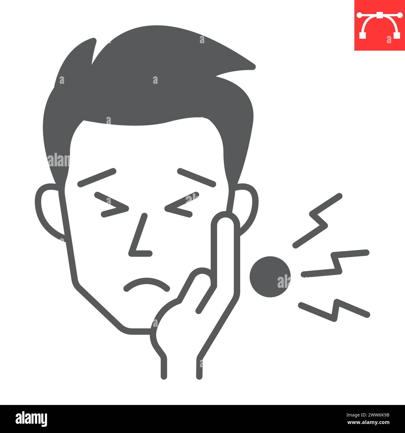 Toothache glyph icon, body pain and human disease, tooth pain vector ...