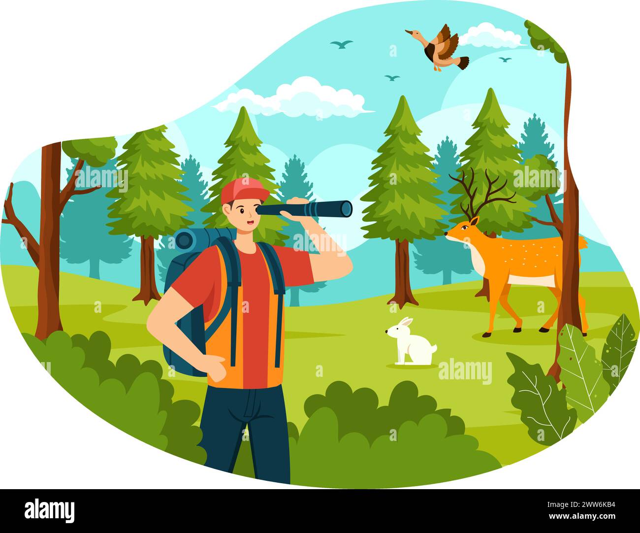Hunting Vector Illustration with Hunter Rifle or Weapon for Shooting to ...