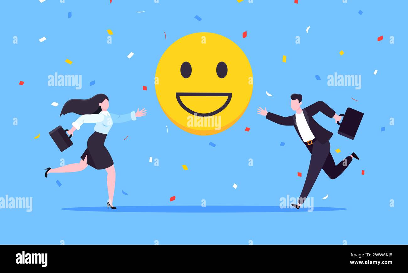 Employee wellbeing and positive emotions attitude business concept flat ...