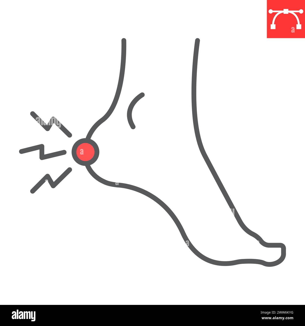 Heel pain line icon, body pain and human disease, heel ache vector icon ...