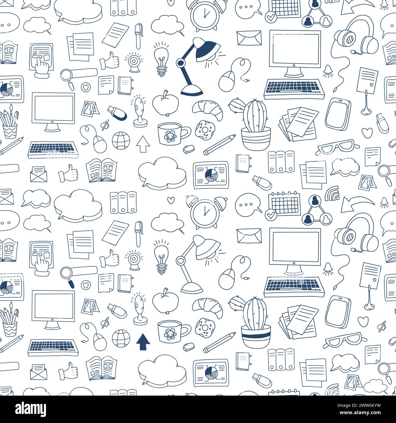 Business work seamless pattern. Communications and technology, home ...