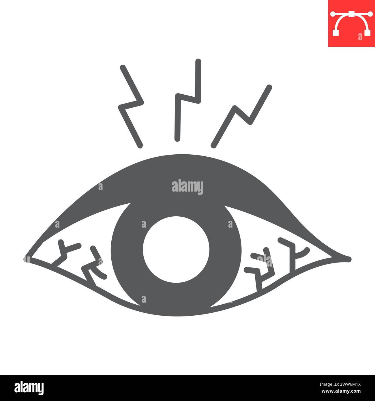 Eye sore glyph icon, body pain and human disease, eye ache vector icon ...