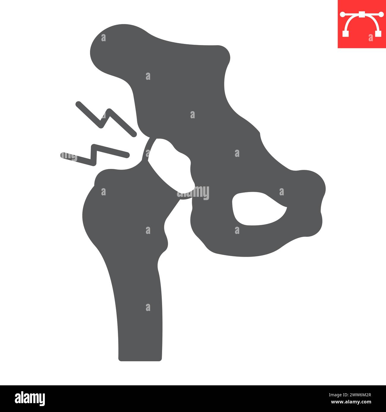 Hip pain glyph icon, body pain and human disease, hip trauma vector ...