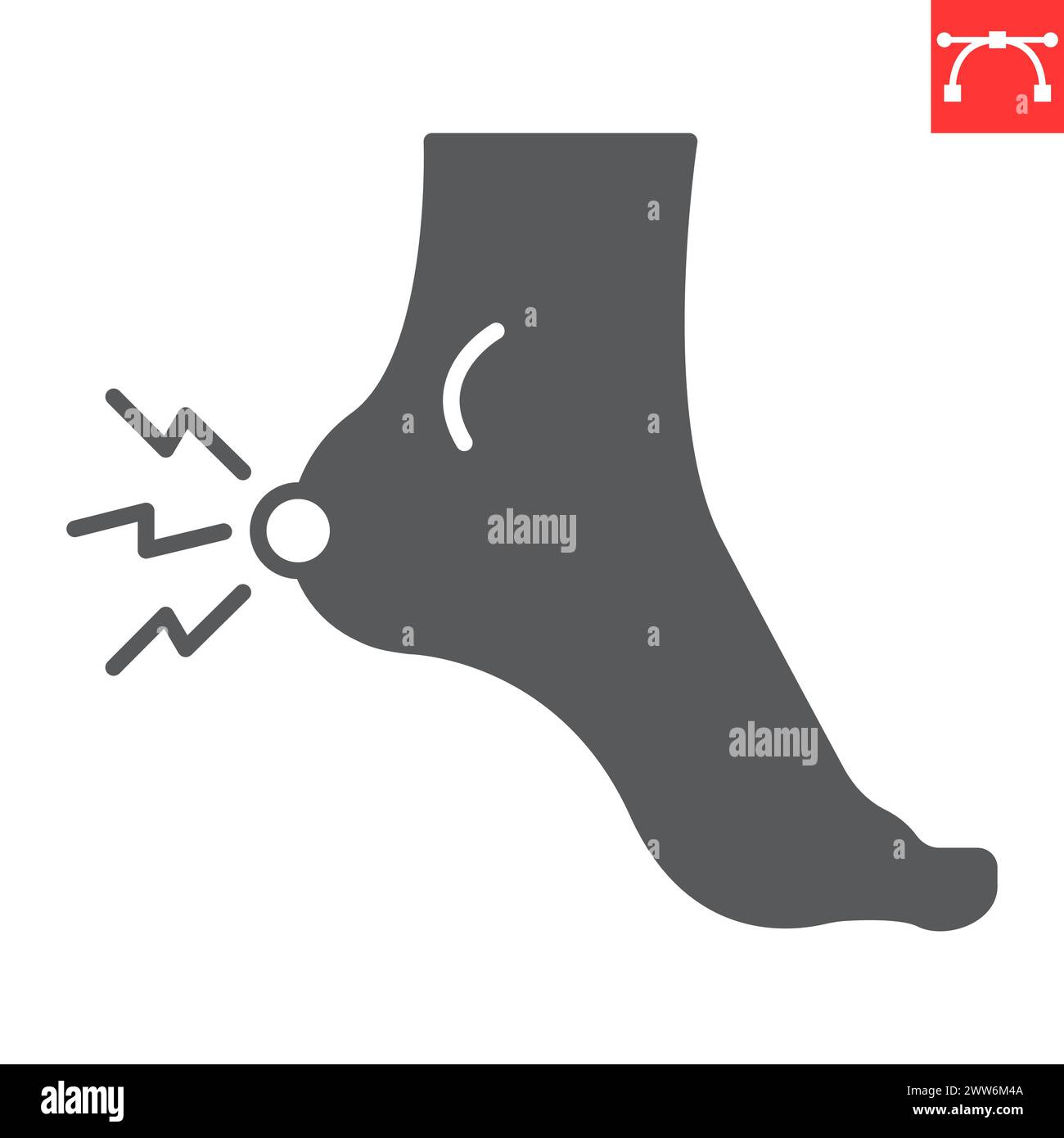 Heel pain glyph icon, body pain and human disease, heel ache vector ...