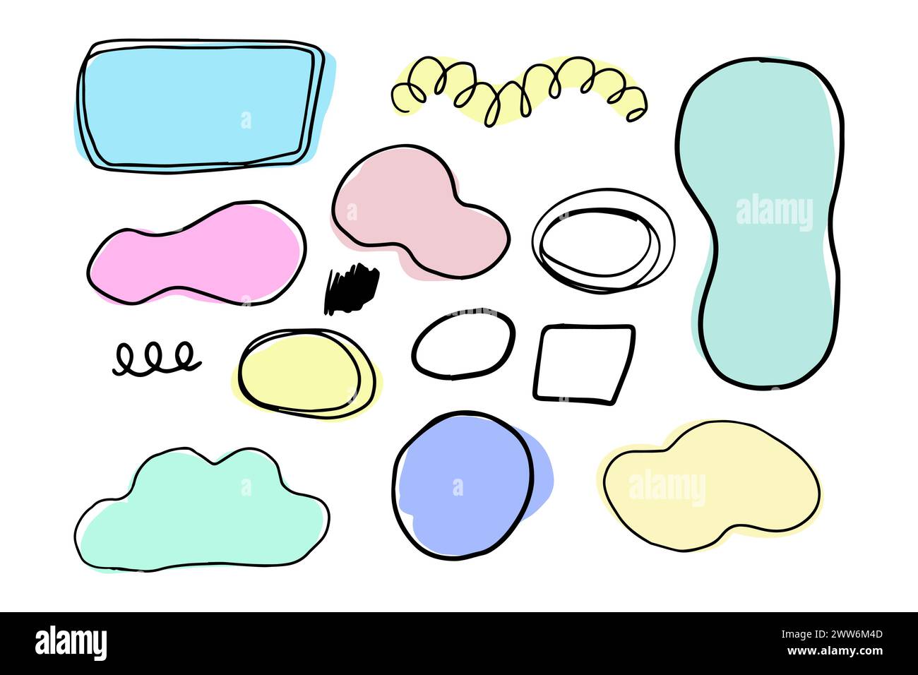 Organic blob soft shape y2k abstract comic element with line decoration ...