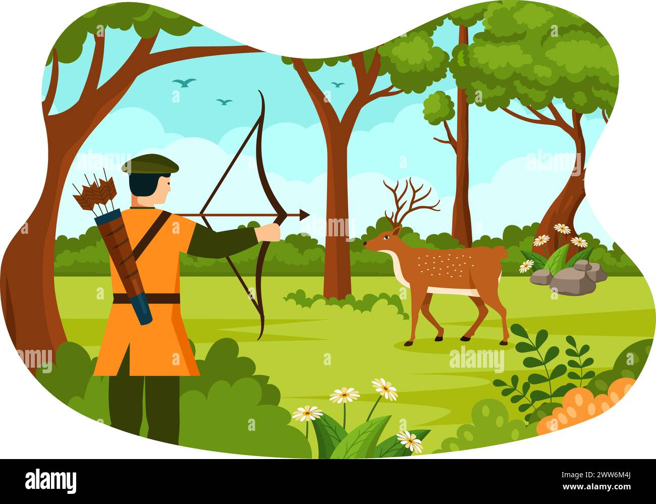 Hunting Vector Illustration with Hunter Rifle or Weapon for Shooting to ...
