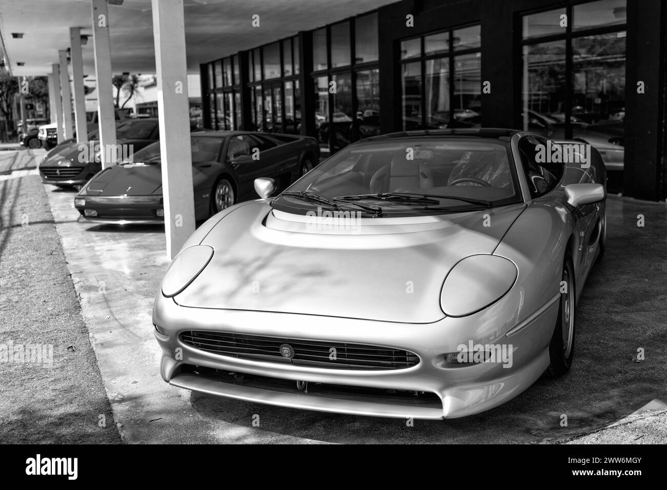 Miami Beach, Florida USA - April 15, 2021: silver jaguar xj220 1991 ...