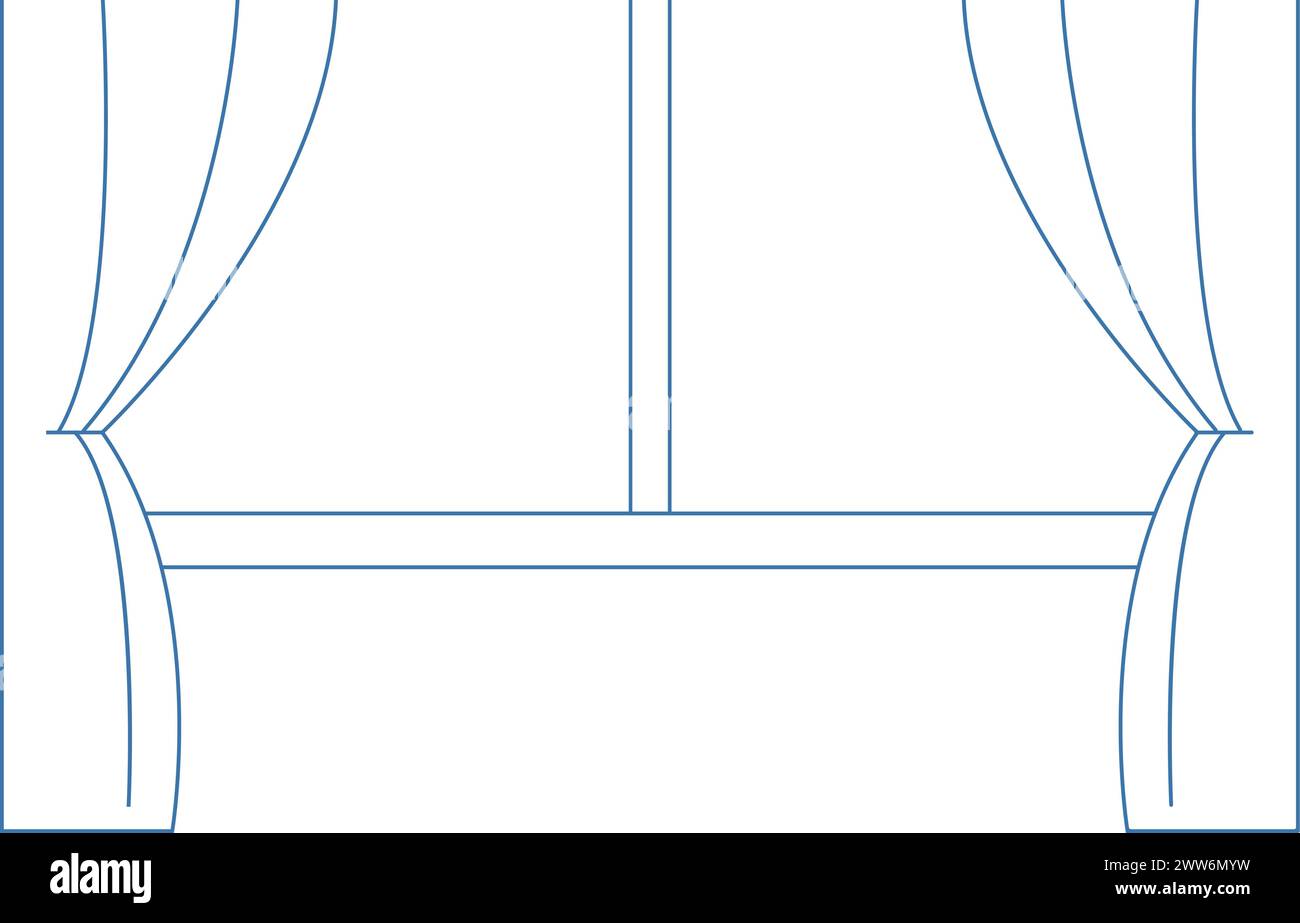 Window with curtains line icon. Interior room background. Vector ...