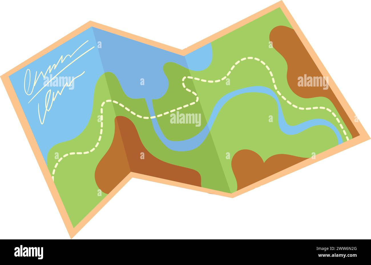 Paper map cartoon icon. Travel nature location isolated on white ...