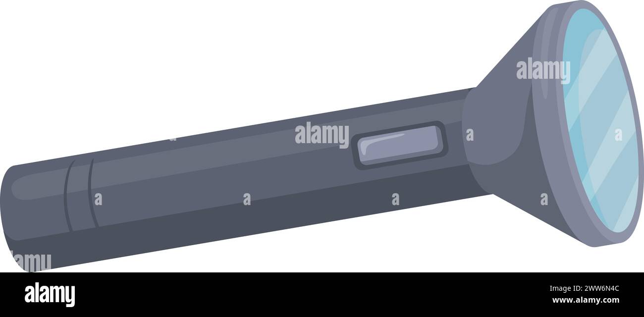 Electric torch lamp. Pocket flashlight cartoon icon isolated on white ...