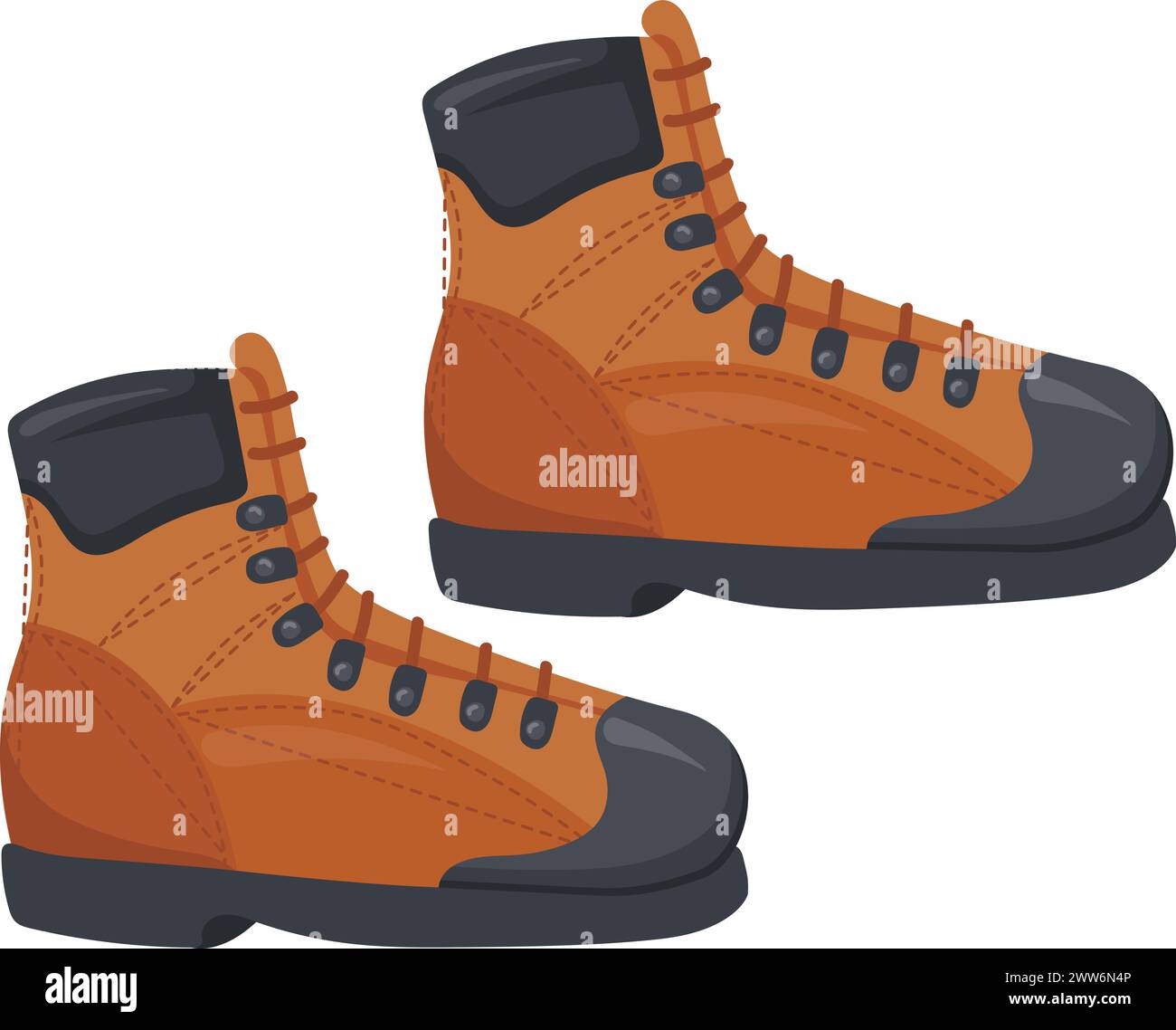 Hiking boots cartoon icon. Trekking travel shoes isolated on white ...