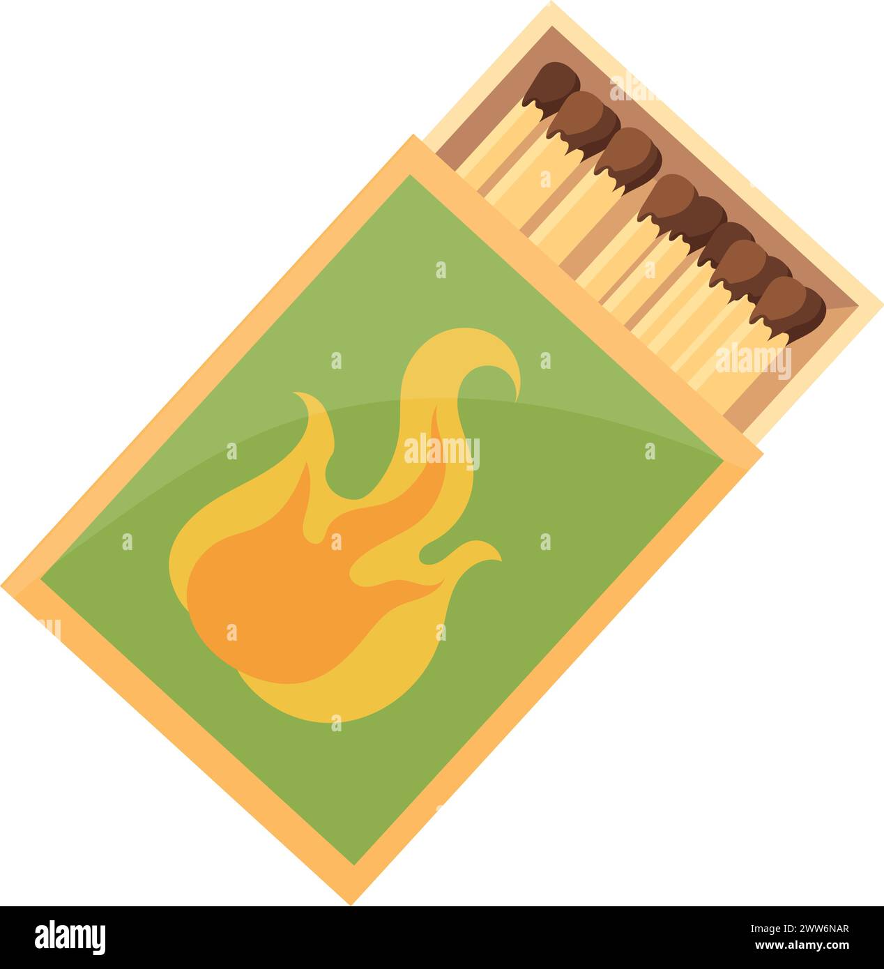 Matchbox cartoon icon. Open box with match sticks isolated on white ...