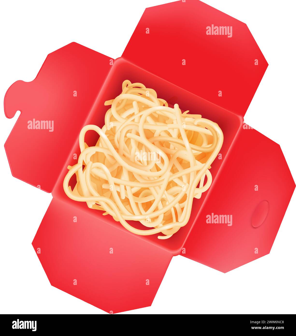 Noodle box top view. Open wok pack isolated on white background Stock ...